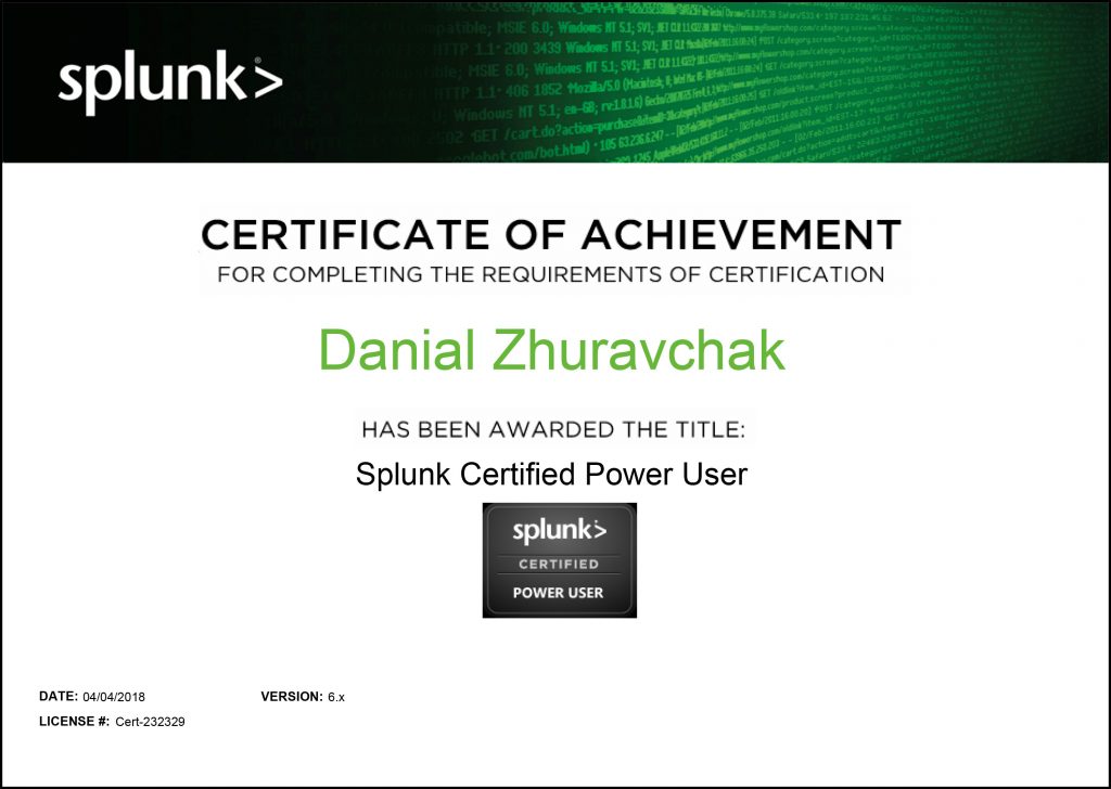 UnderDefense's engineer unlocked Splunk certifications