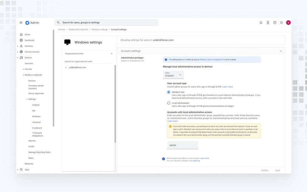 Google MDM for Windows for Device Management