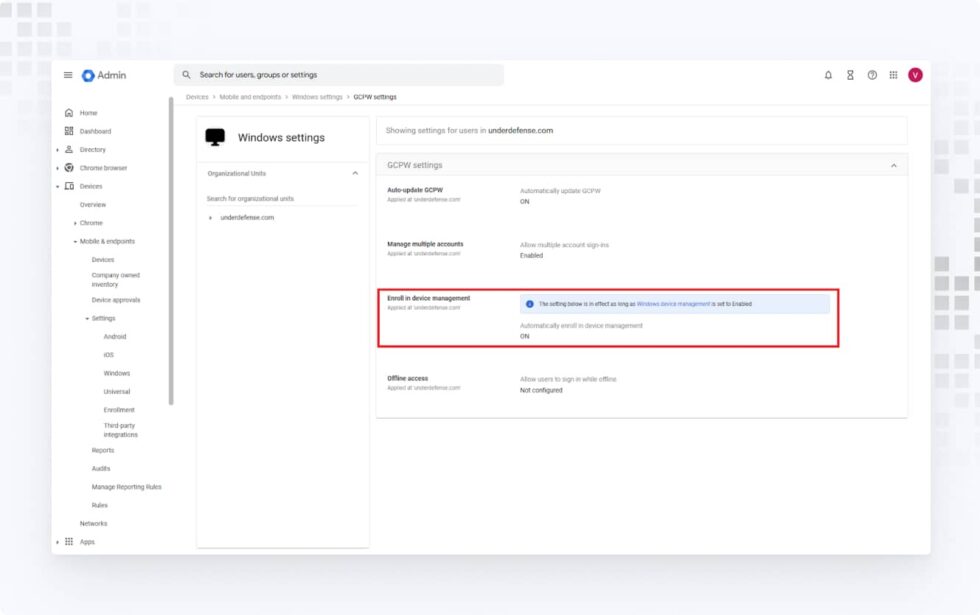 Google MDM for Windows for Device Management
